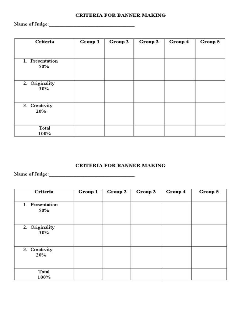 Criteria For Banner Making: Name of Judge | PDF
