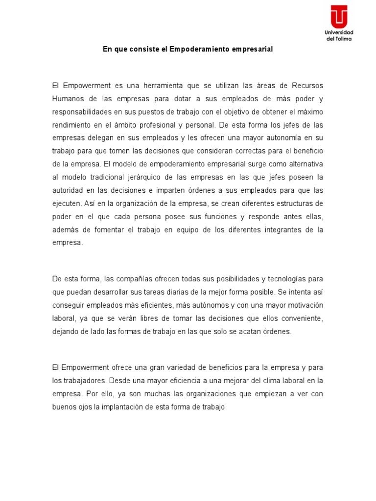 EMPODERAMIENTO | PDF | Empoderamiento | Liderazgo
