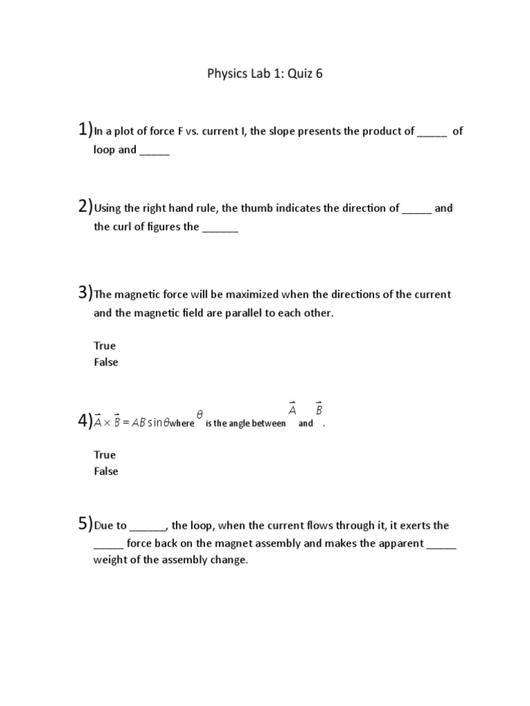 Physics Lab 1 Quiz 6 | PDF