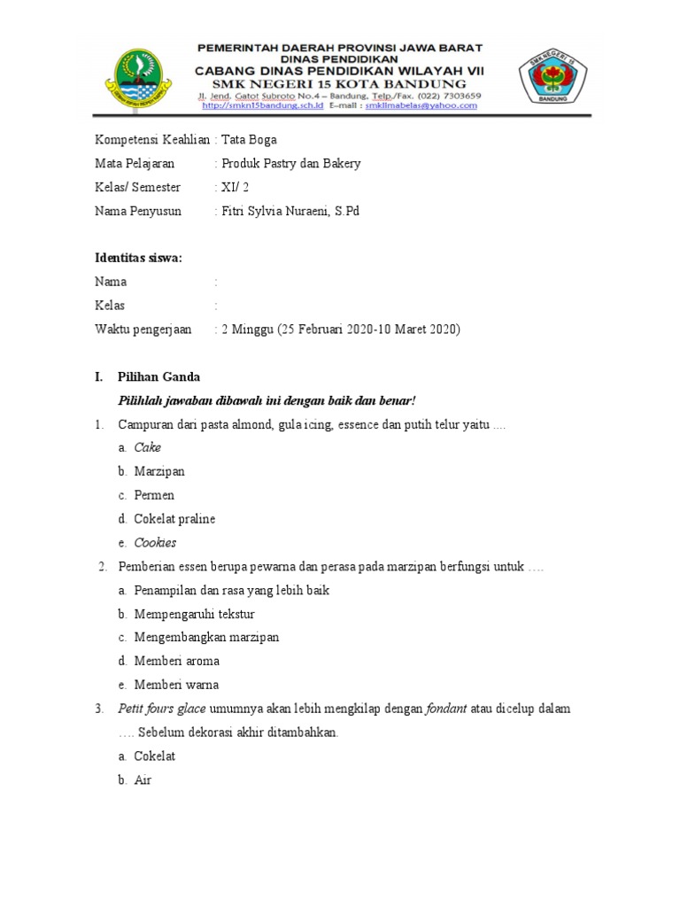 Kelas Xi Pastry Bakery | PDF