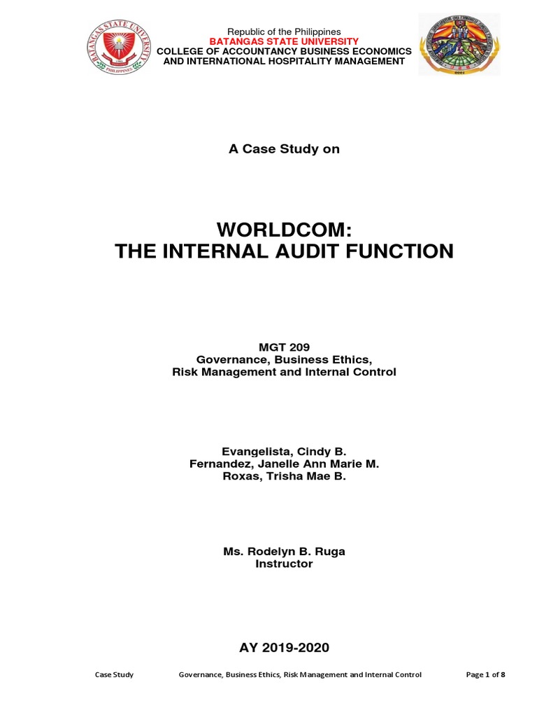 WorldCom Case Study PDF | PDF | Internal Control | Accounting
