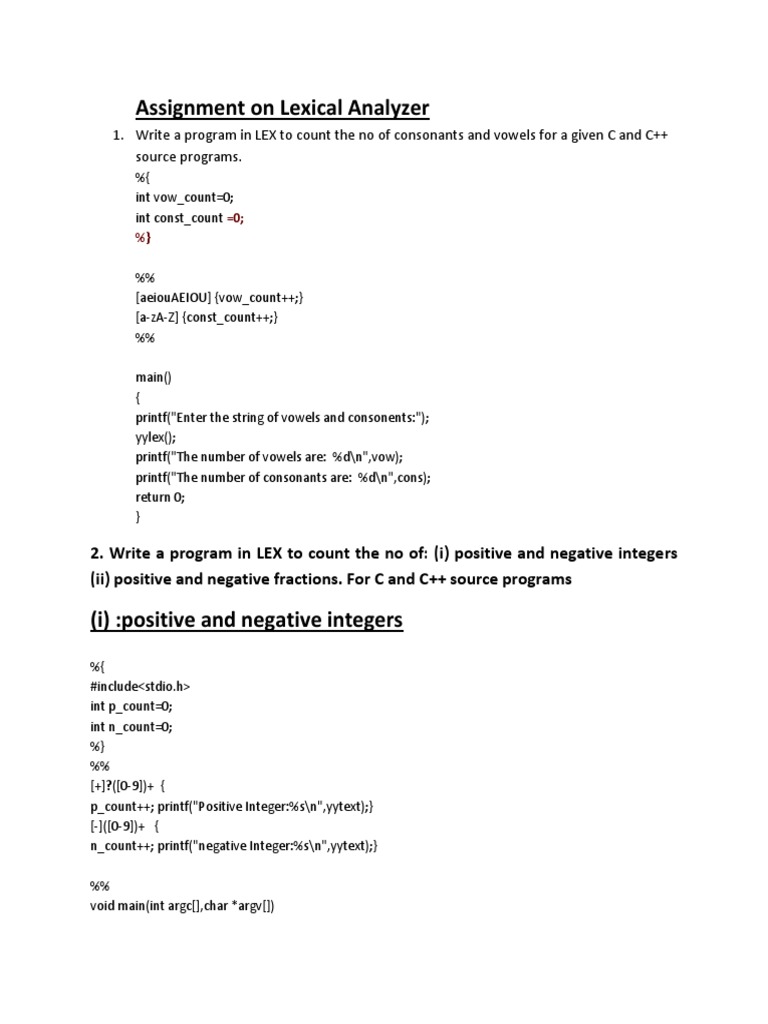 Assignment On Lexical Analyzer | PDF | Parsing | Formalism (Deductive)