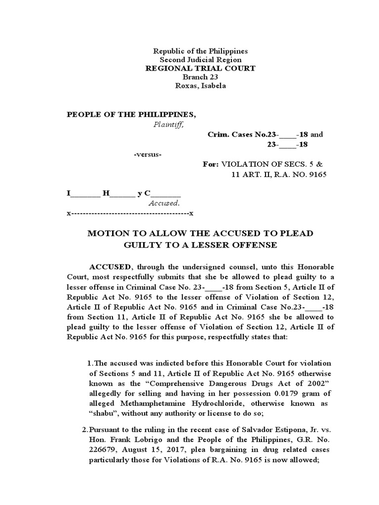 Plea Bargaining - Drug Case | PDF | Plea | Plea Bargain