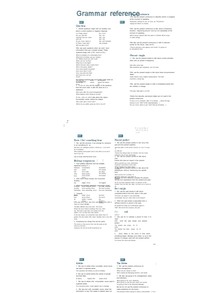 Grammar Reference | PDF | Verb | Noun