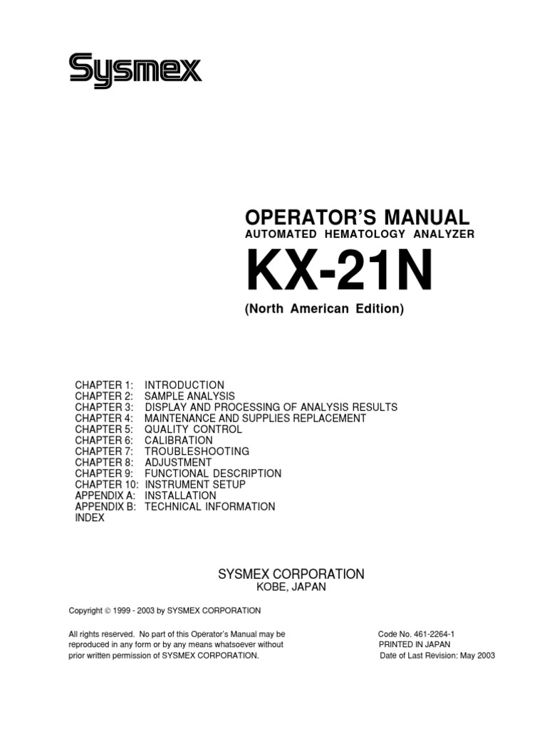 kx-21n Sysmex | PDF | White Blood Cell | Nature