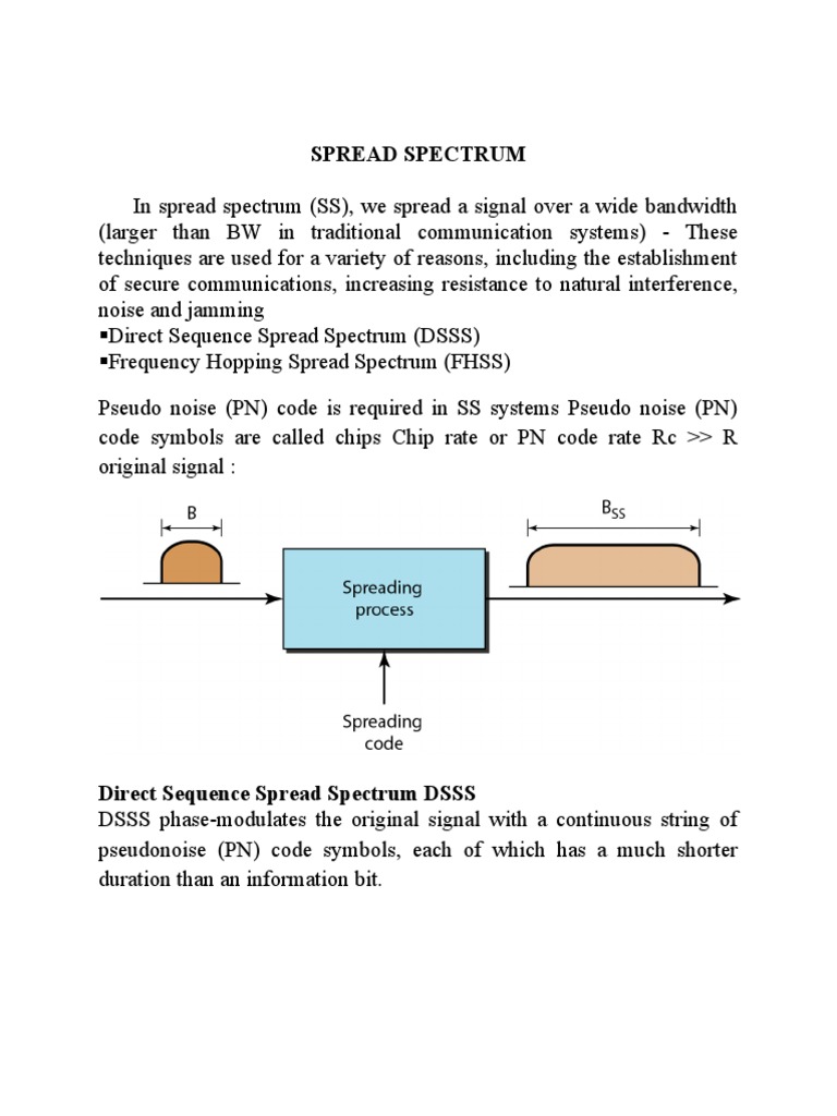 Spread Spectrum in Spread Spectrum (SS), We Spread A Signal Over A Wide ...