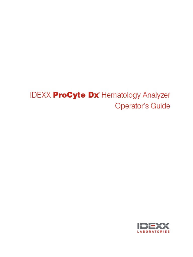 Idexx Procyte DX Hematology Analyzer Operator'S Guide | Download Free ...