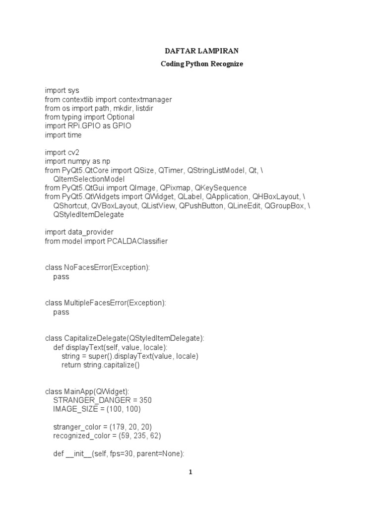 Daftar Lampiran Coding Python Recognize | PDF | Computer Architecture ...
