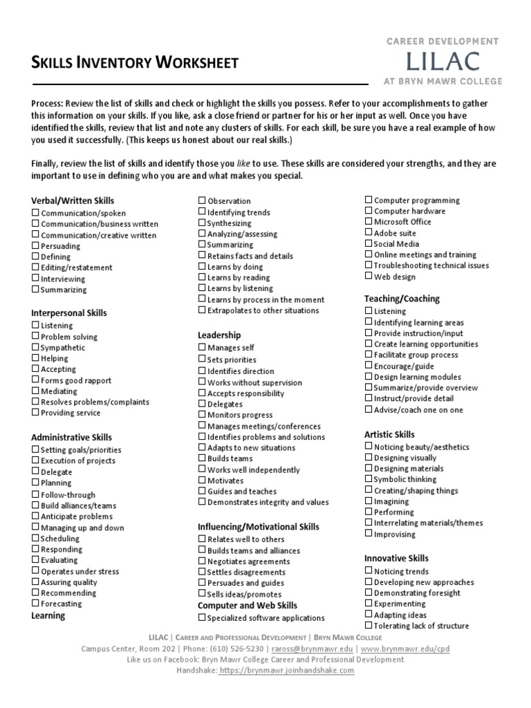Skills Inventory | PDF | Skill | Communication