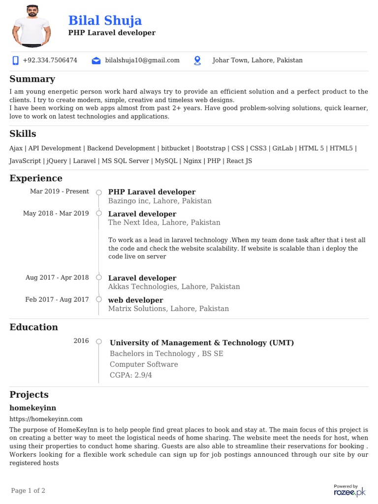 Bilal Shuja Php Laravel Developer Pdf Web Application Ajax Programming