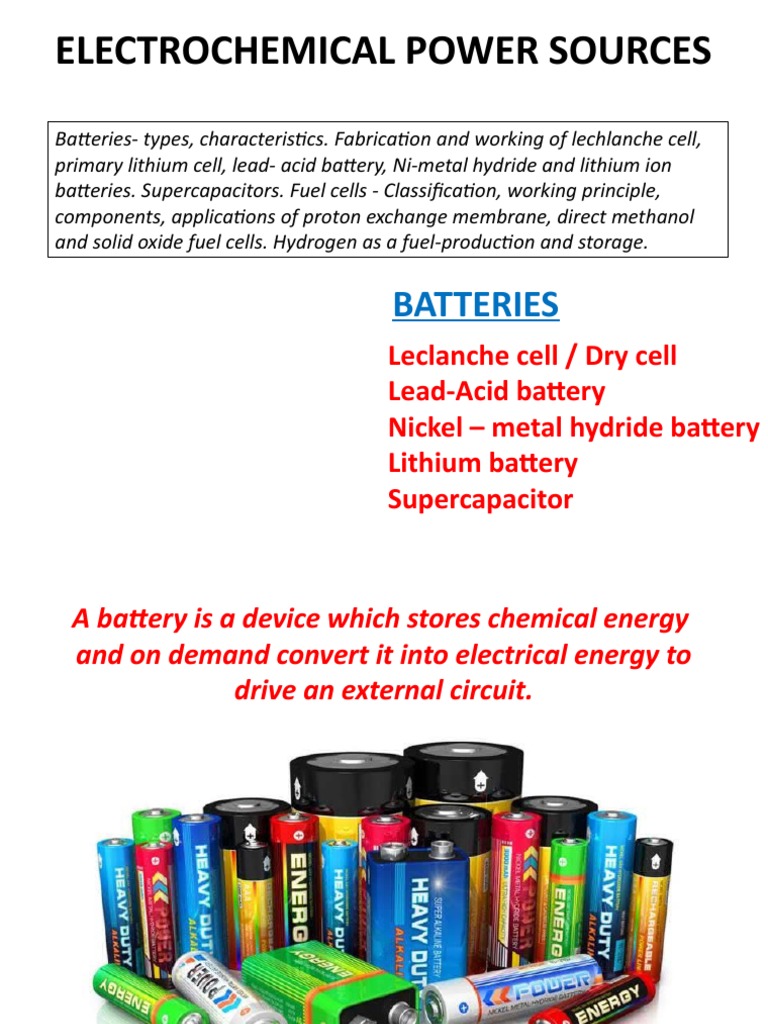 Electrochemical Power Sources: Batteries | PDF | Rechargeable Battery ...