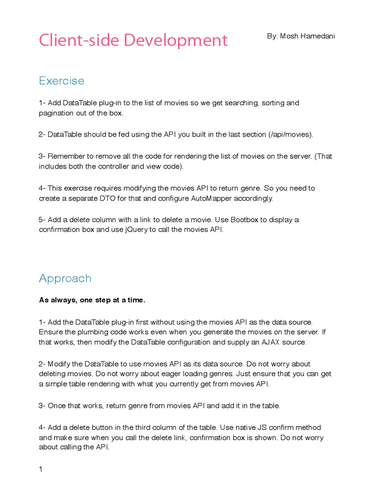 Client Side Development Exercise | PDF