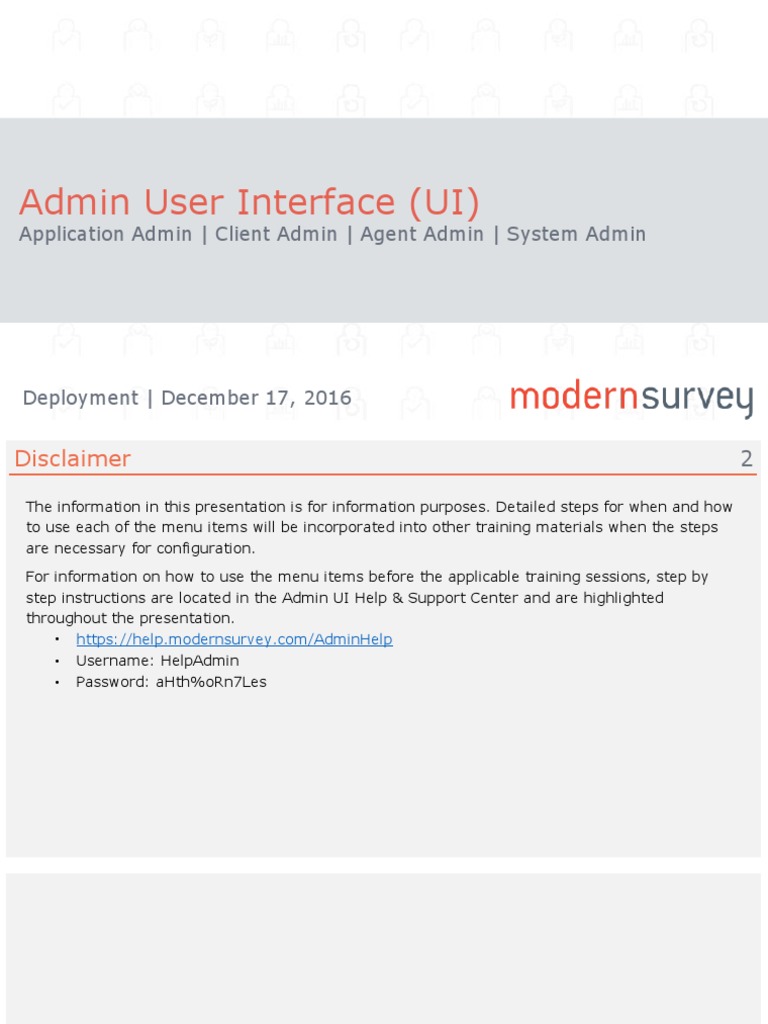 Admin User Interface (UI) : Application Admin - Client Admin - Agent ...