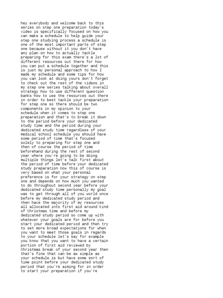 USMLE Step 1 How To Make A Study Schedule | PDF