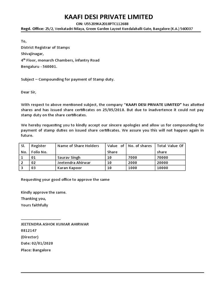 LETTER TO DTSRICT REGISTRAR OF STMAP - Kaafi Desi | PDF