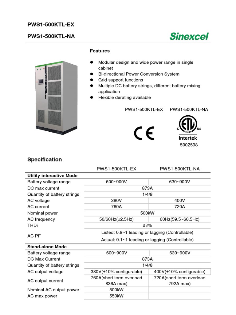 500kW Modular Bi-Directional Battery Energy Storage Inverter | PDF ...