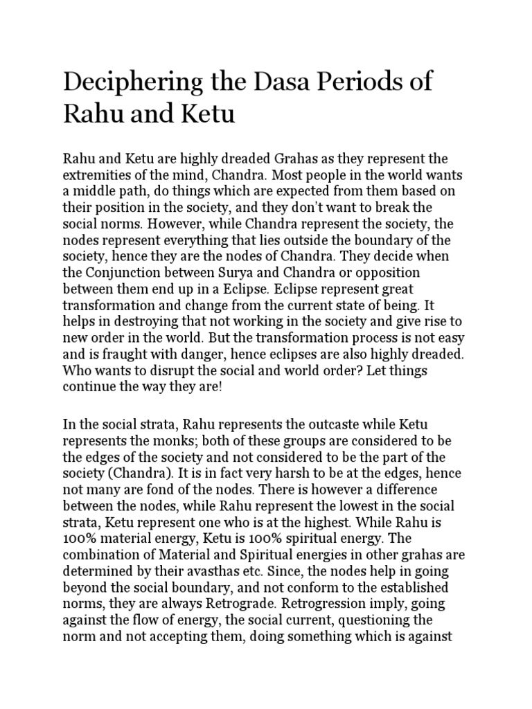 Deciphering The Dasa Periods of Rahu and Ketu | PDF | Hindu Astrology ...