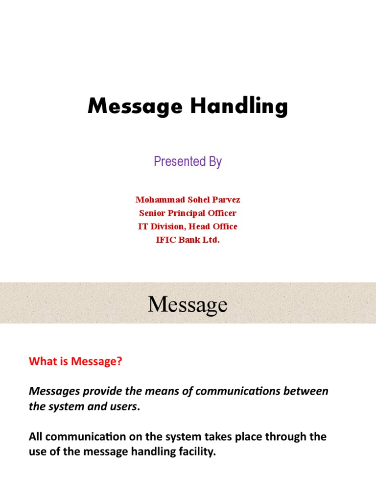 Message Handling: Presented by | PDF | Parameter (Computer Programming ...