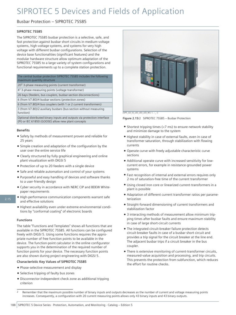 Busbar Protection - SIPROTEC 7SS85 | PDF | Transformer | Electromagnetism