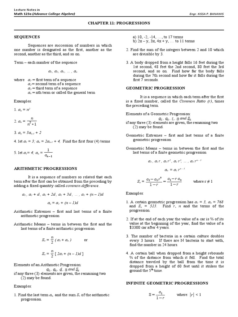 Chapter 11 MATH 123e | PDF | Mean | Sequence