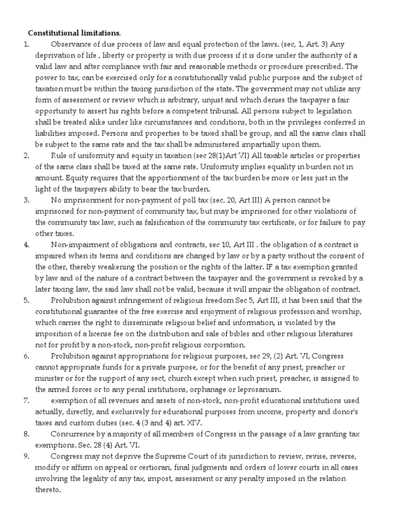 Constitutional Limitations | PDF | Taxation In The United States | Taxes