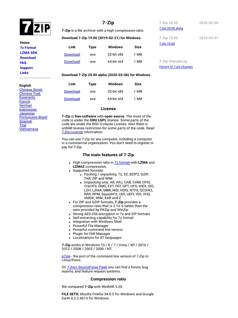 License: 7z Format Lzma SDK Download FAQ Support Links | PDF | Zip (File Format) | Microsoft Windows