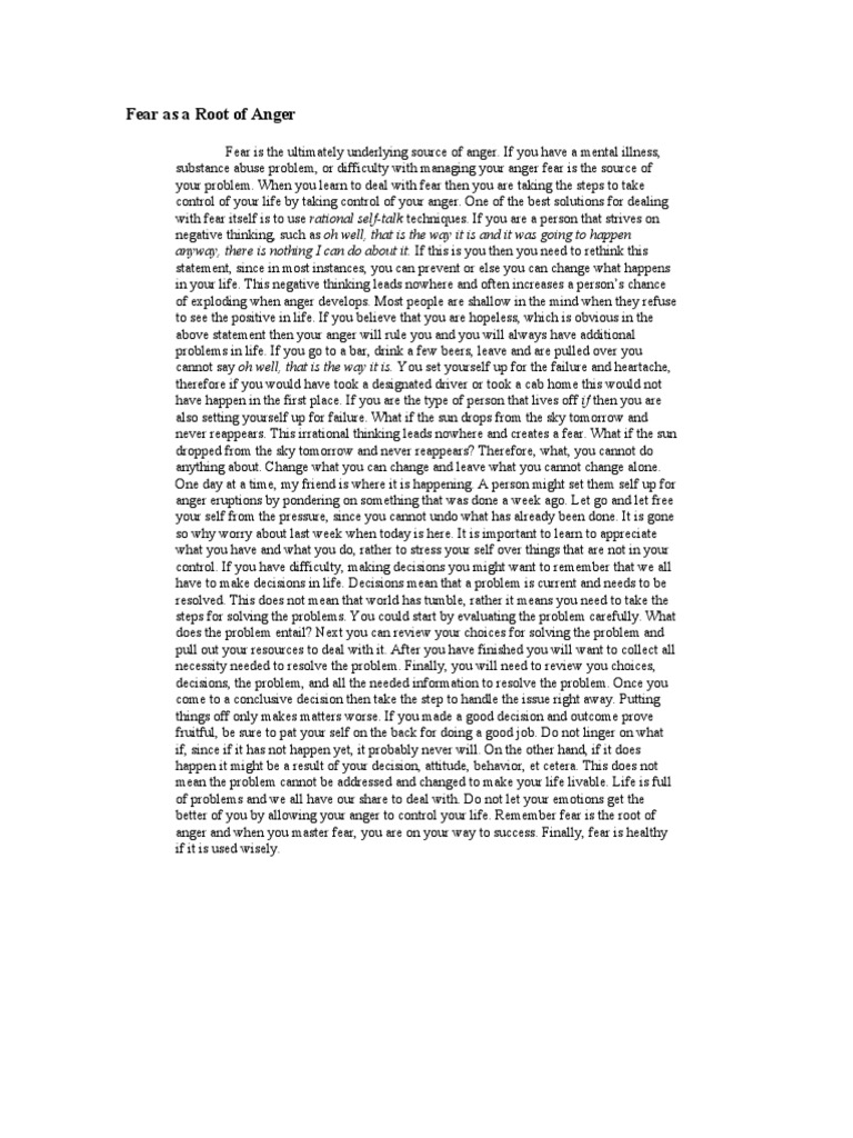 Fear As A Root of Anger | PDF | Anger | Neuroscience