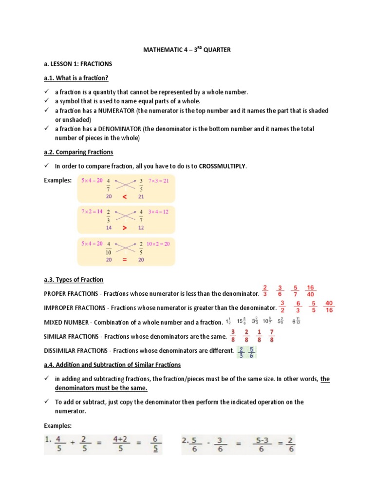 Grade 4 - Reviewer | PDF | Fraction (Mathematics) | Circle