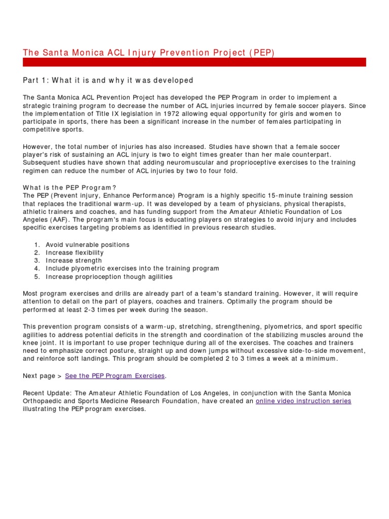Acl-Prevention-Program PEP | PDF | Knee | Musculoskeletal System
