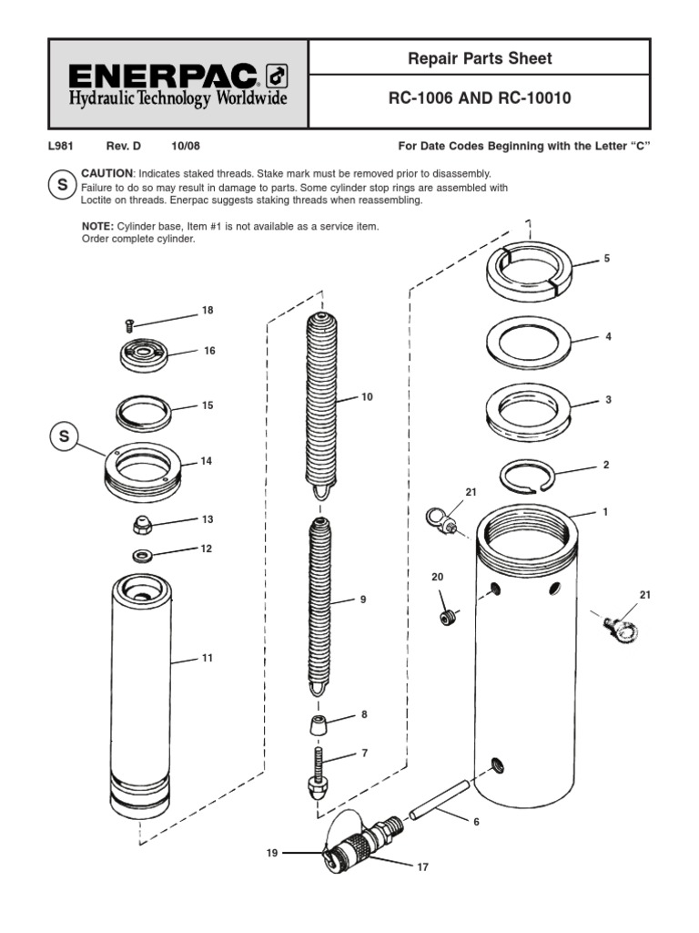 Repair Parts Sheet RC-1006 AND RC-10010: L981 Rev. D 10/08 For Date ...