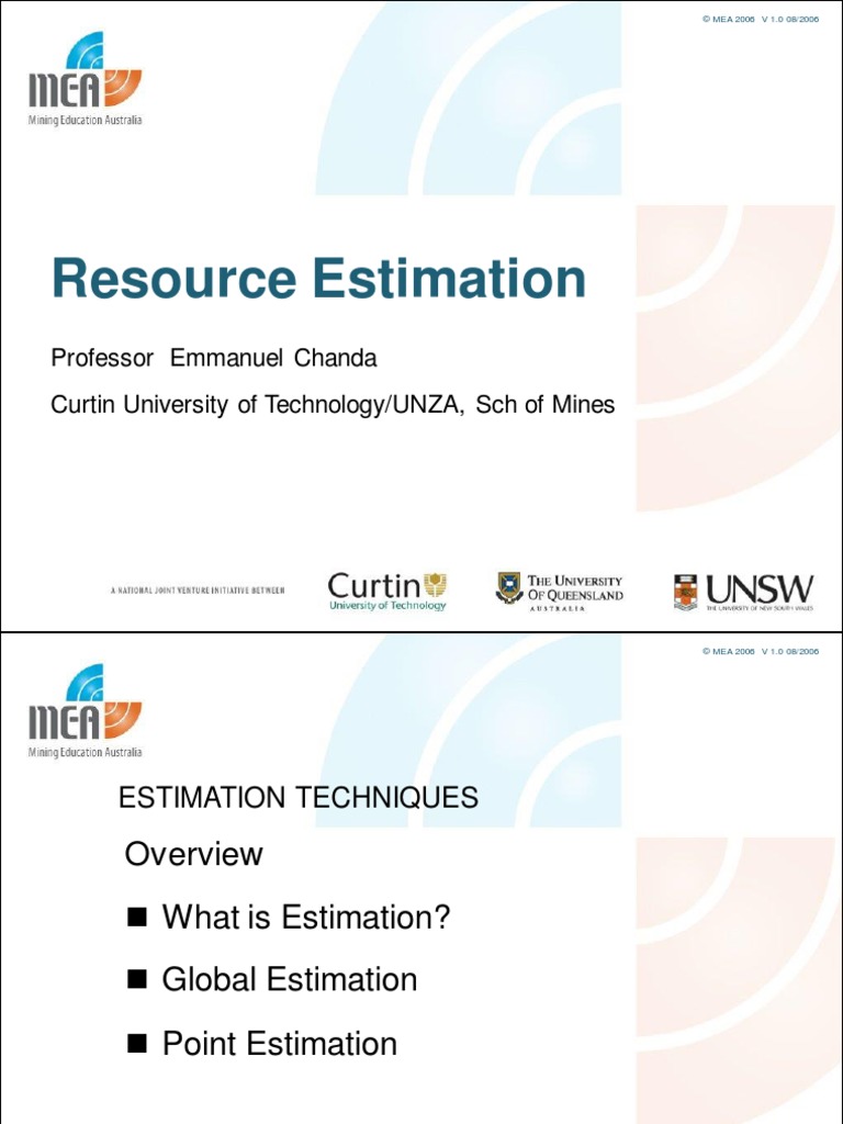 Resource Estimation: Professor Emmanuel Chanda Curtin University of ...