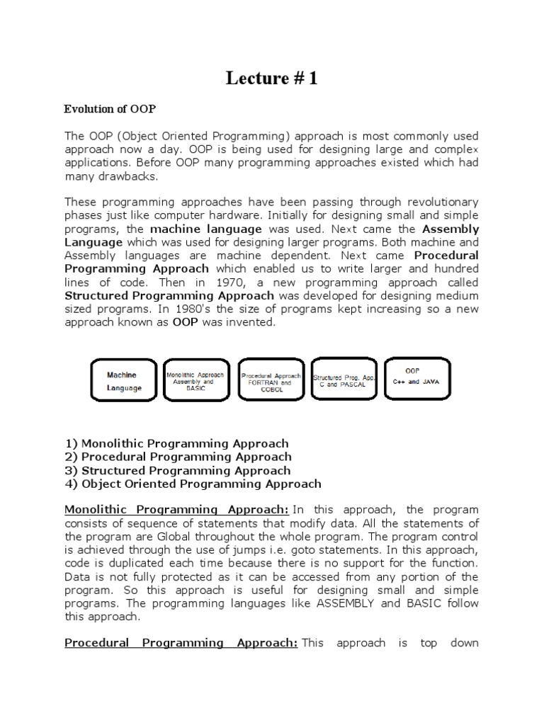 Lecture 1 Evolution Of Oop Pdf Object Oriented Programming 8409