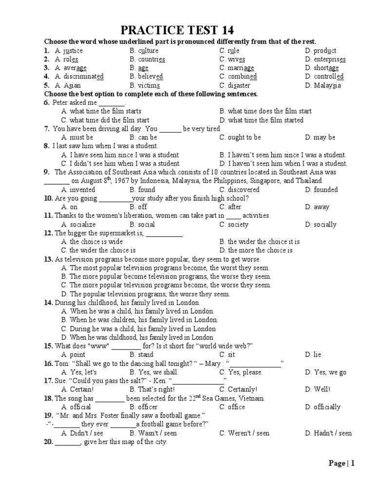 Practice Test 14-15 | PDF | Giant Panda | Literacy