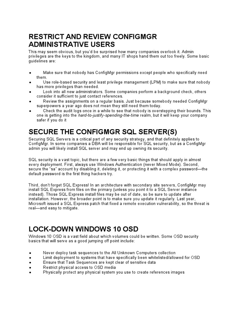 SCCM Checklist | PDF | Windows 10 | Microsoft Sql Server