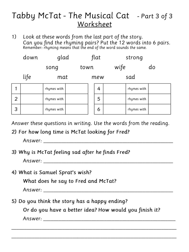 Tabby McTat (Part 3 of 3) - Worksheet | PDF