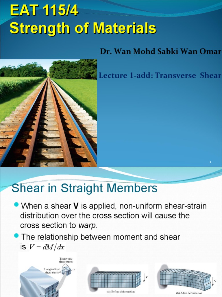 Lect01 - Transverse Shear | PDF | Beam (Structure) | Shear Stress