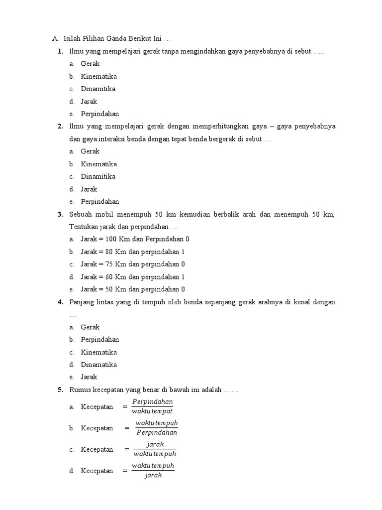Soal Fisika UAS 2020 | PDF