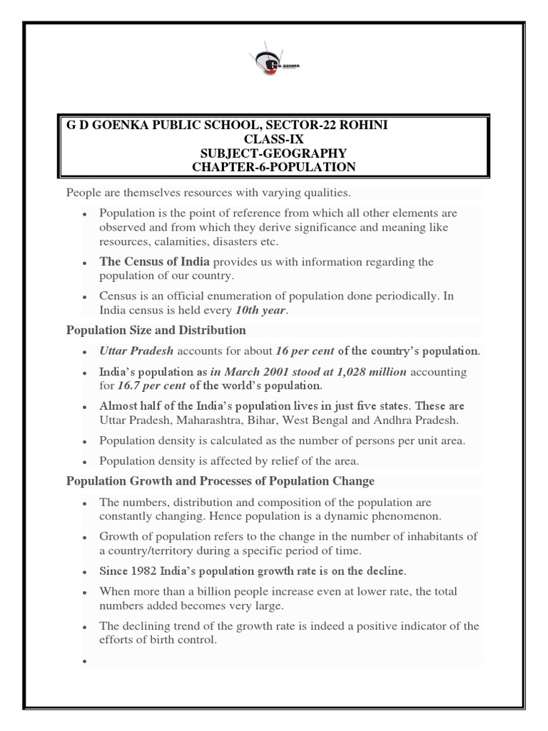 G D Goenka Public School, Sector-22 Rohini Class-Ix Subject-Geography ...