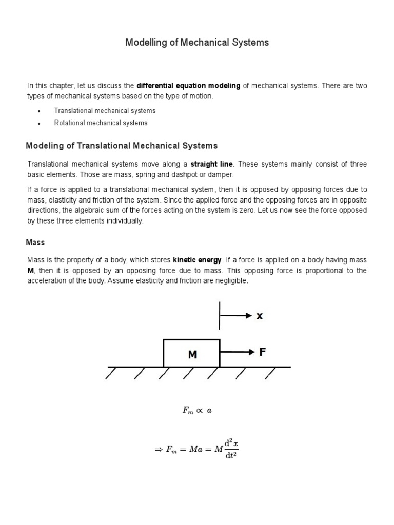 4 Modelling of Mechanical Systems | PDF | Torque | Force