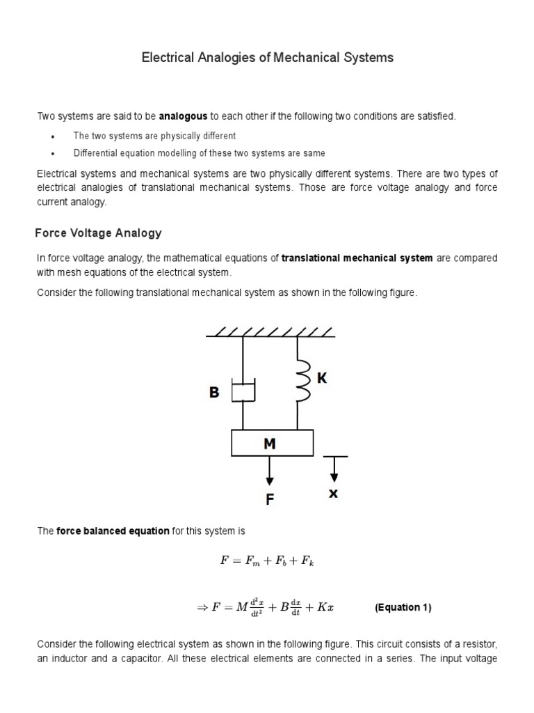 Electrical and Mechanical Analogies | PDF | Electrical Network | Torque