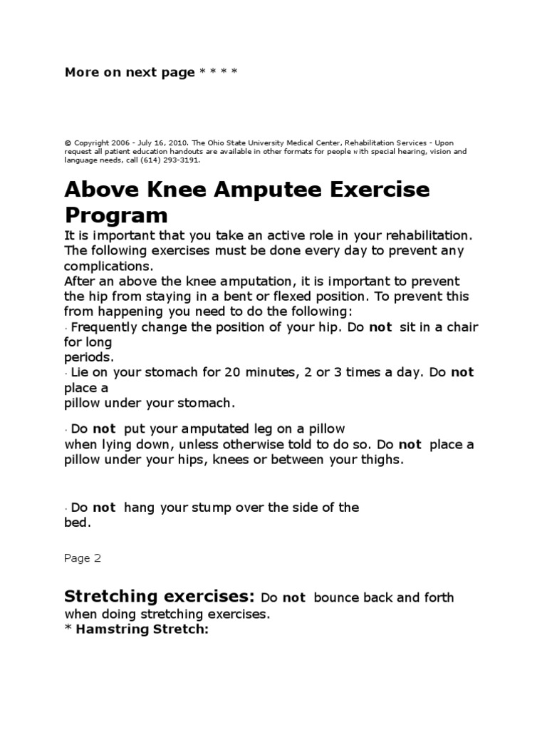 Above Knee Amputation Exc.pdf | Anatomical Terms Of Motion | Hip
