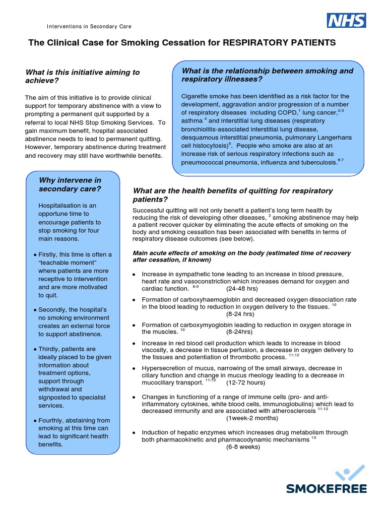 The Clinical Case For Smoking Cessation For RESPIRATORY PATIENTS | PDF ...