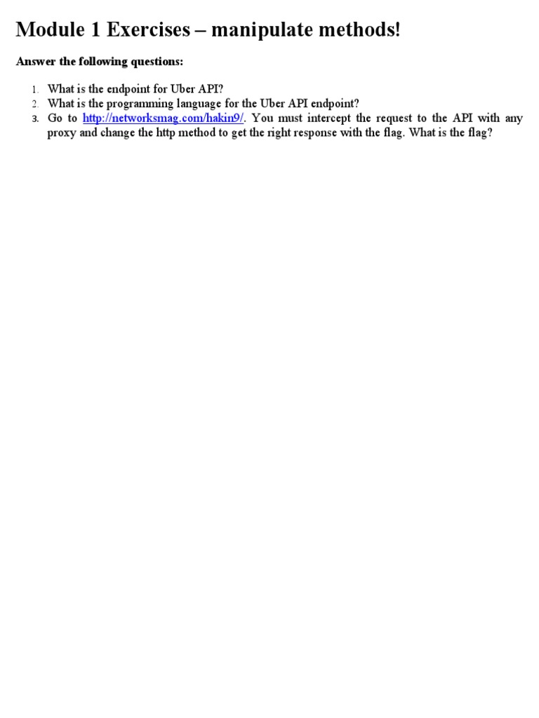 Module 1 Exercises - Manipulate Methods!: Answer The Following ...