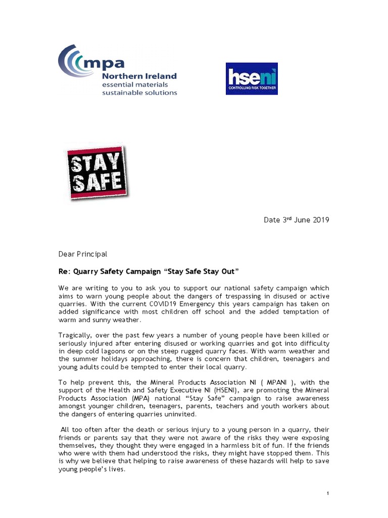 Stay Safe School Principals Letter | PDF