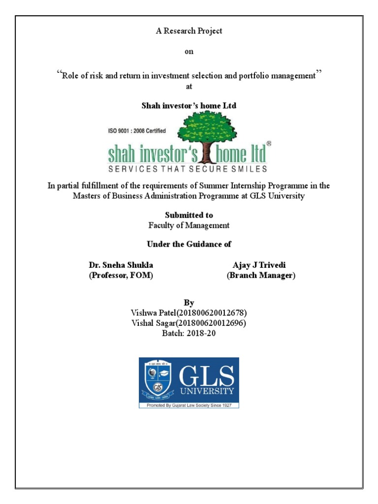 Role of Risk and Return in Investment Selection and Portfolio ...