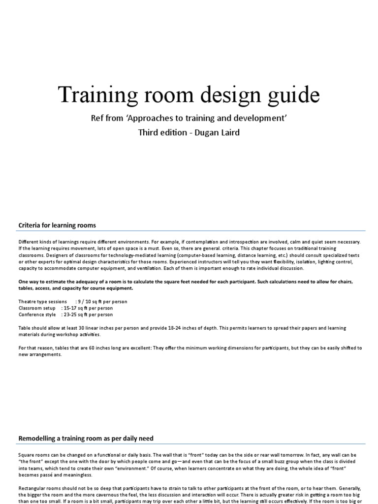 Training Room Design Guide - Dugan Third Edition | PDF | Classroom ...