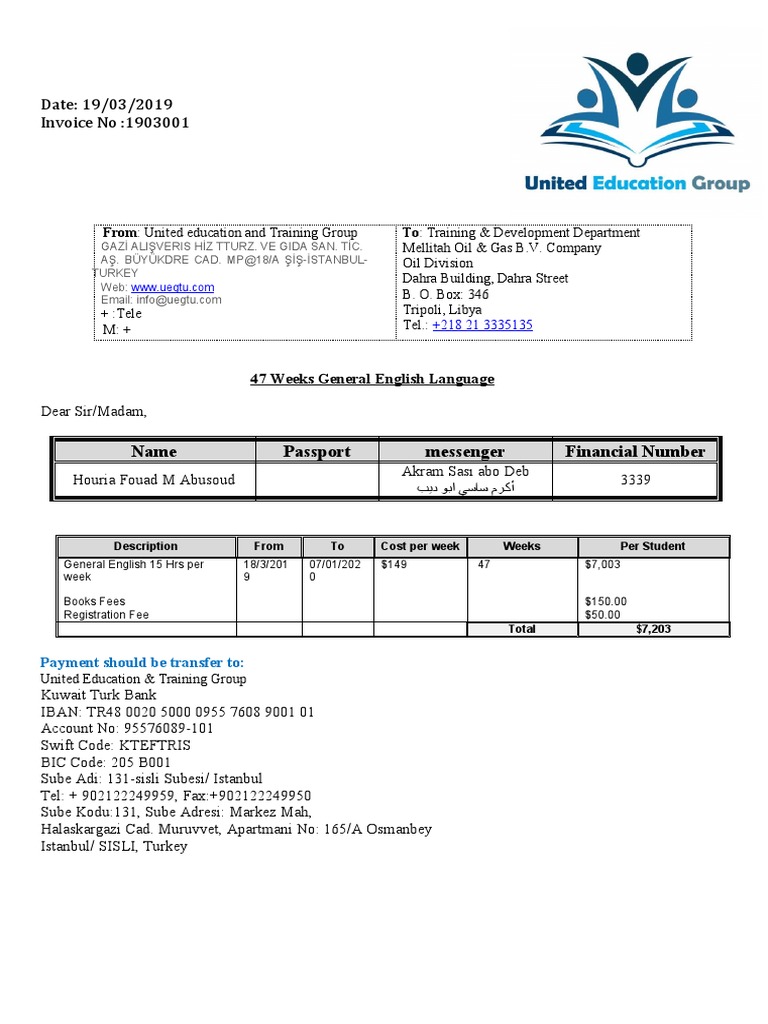 English Training Invoices | PDF | Financial Regulation | Corporate ...