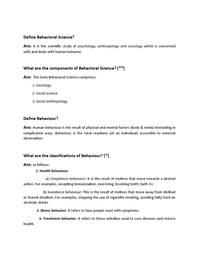 An Overview of Key Concepts in Behavioral Science | PDF | Social ...