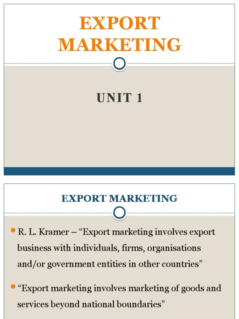 Export Marketing: Unit 1 | PDF | Marketing | Exports