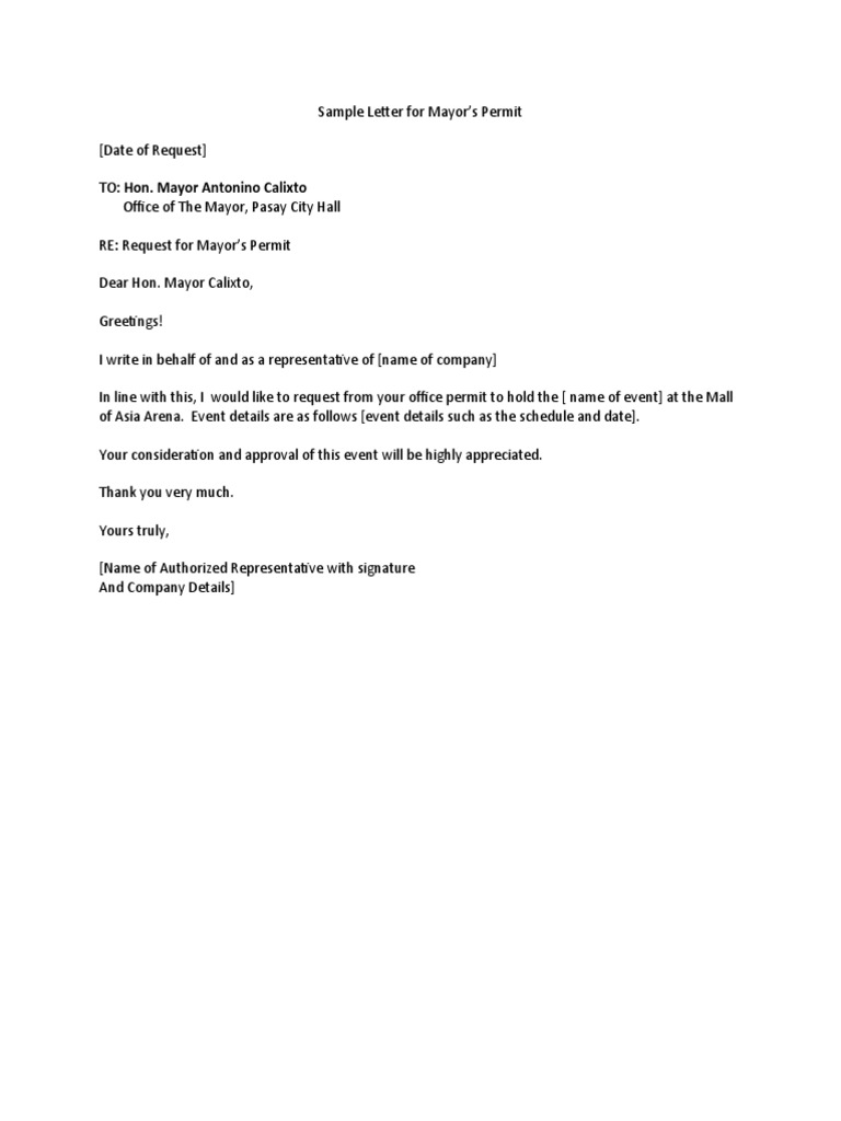 Sample Draft For Mayor's Permit | PDF | Finance & Money Management ...